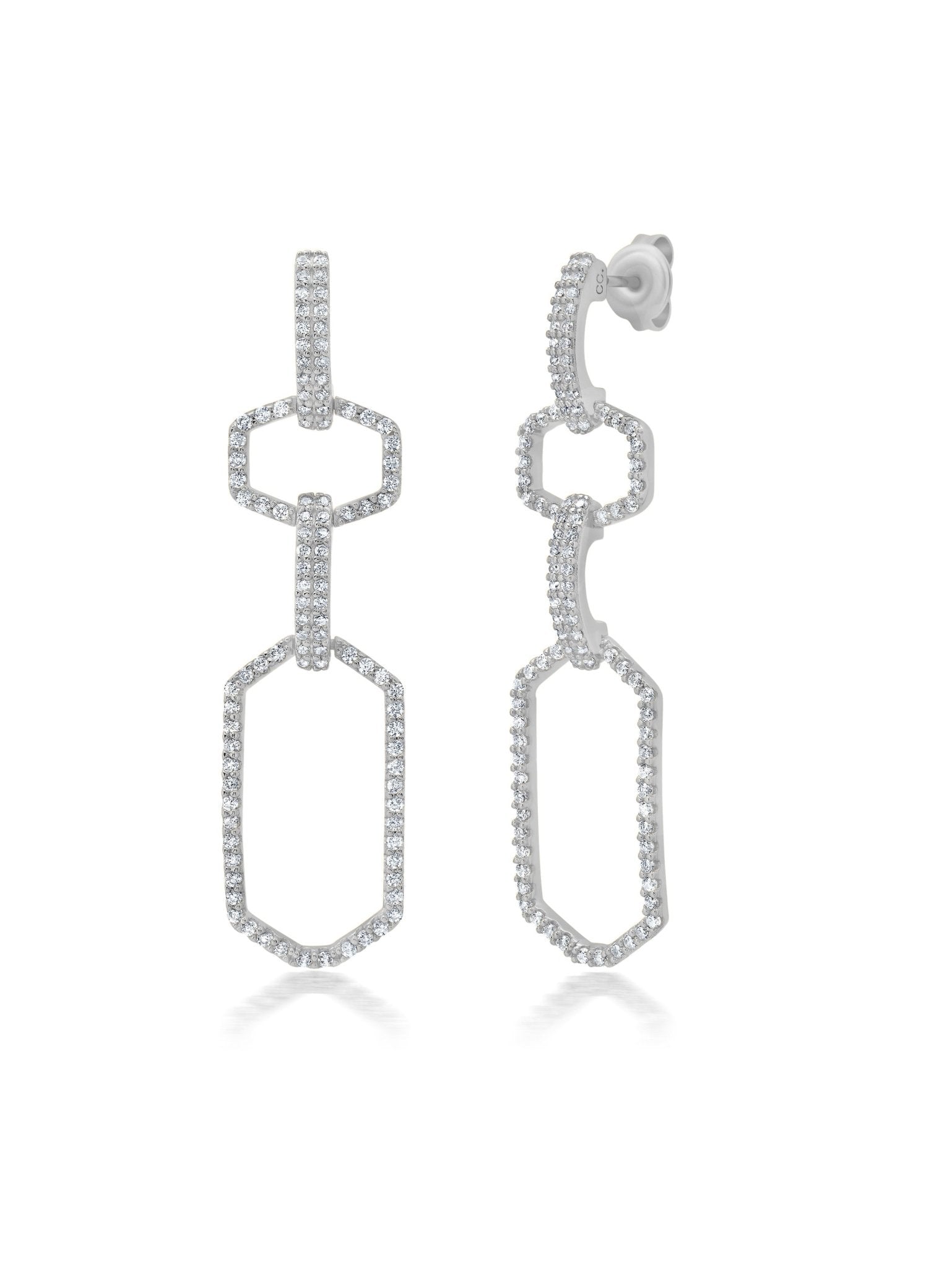 Linear Link Drop Earrings in Platinum & 18KT Yellow Gold | CRISLU
