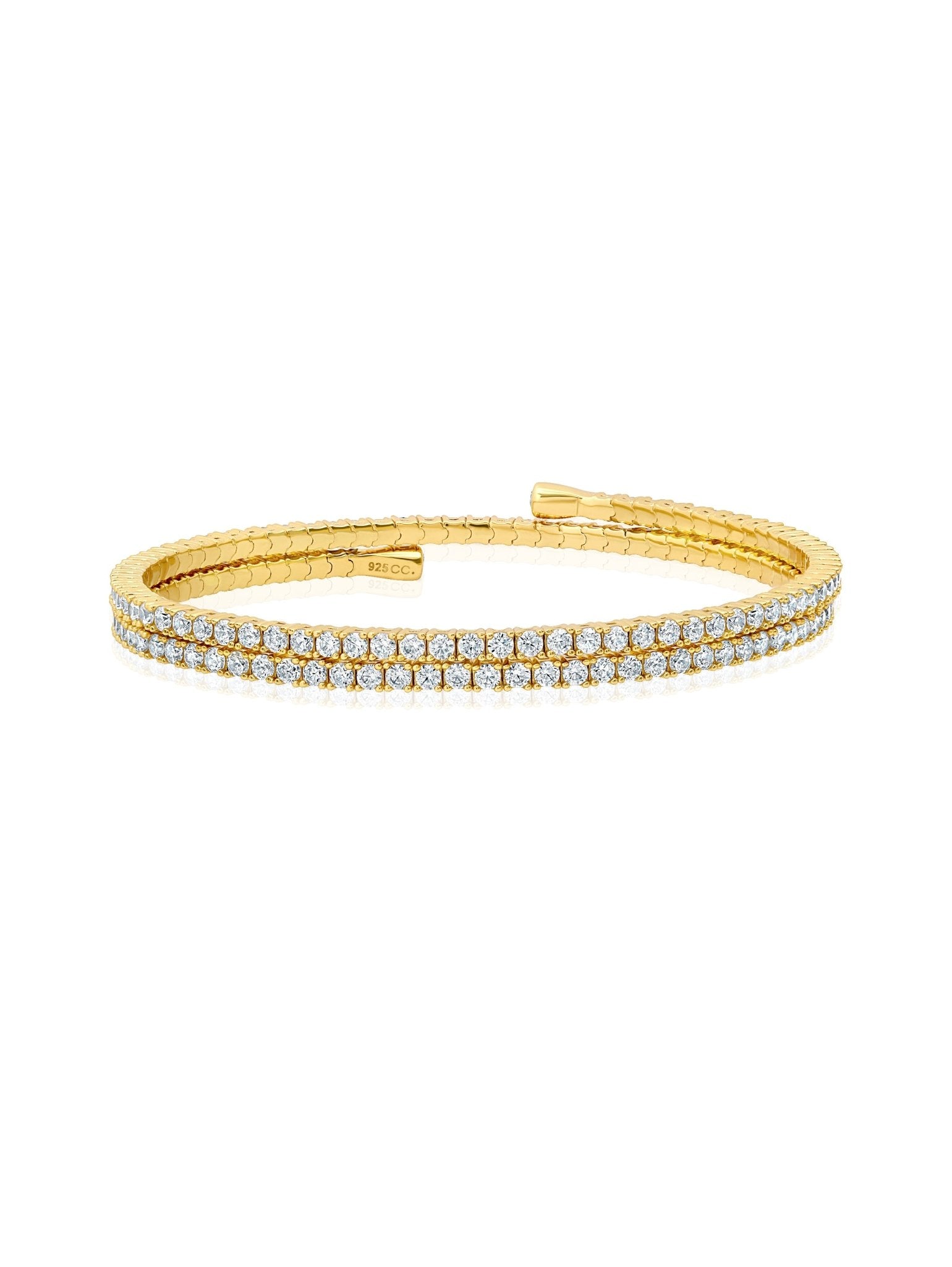 Round Cut Adjustable Flex Bracelet With Double Band Fits Sizes 7'' To 9 ...