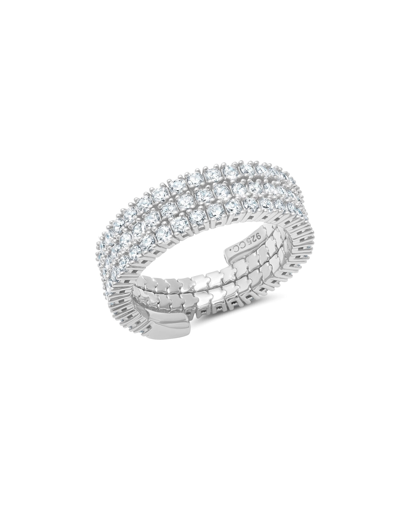 Triple Band Adjustable Ring Finished in Platinum | CRISLU